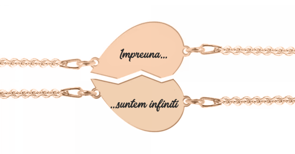 Set bratari argint cuplu inimioare 16 mm (2 bucati incluse ...
